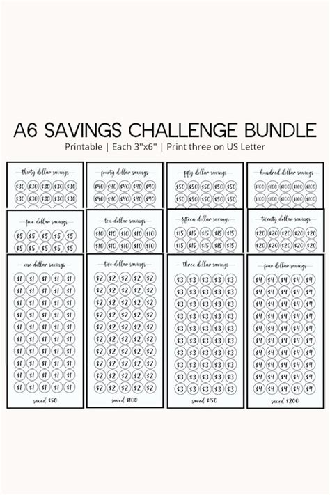 Minimalist Printable A6 Savings Challenge Bundle A6 Saving Etsy