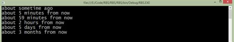 how to convert a future date time to “x minutes from now” in c