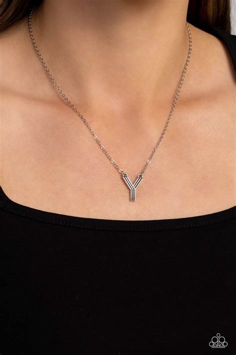 Paparazzi Necklace ~ Leave Your Initials Silver Y Paparazzi