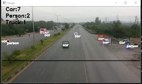 python how to count an object after passing through the line stack