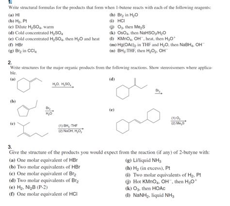 Solved Write Structural Formulas For The Products That Form Free Hot