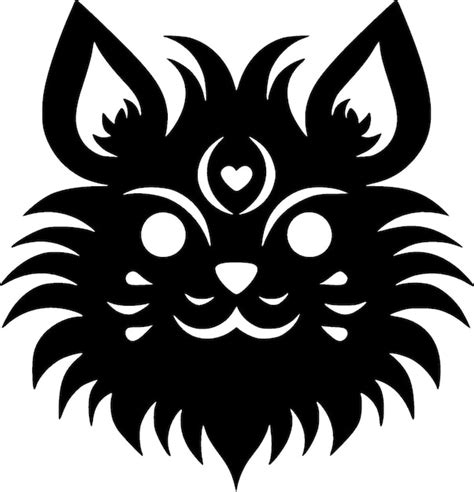 Gato Blanco Y Negro Aislado Icono Vector Ilustración Vector Premium