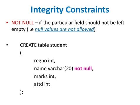 integrity constraints in dbms