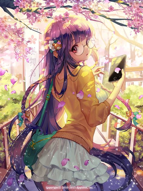 Wallpaper Illustration Long Hair Anime Girls Glasses Dress