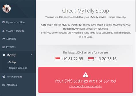 mytelly errors your dns setting is not configured correctly my