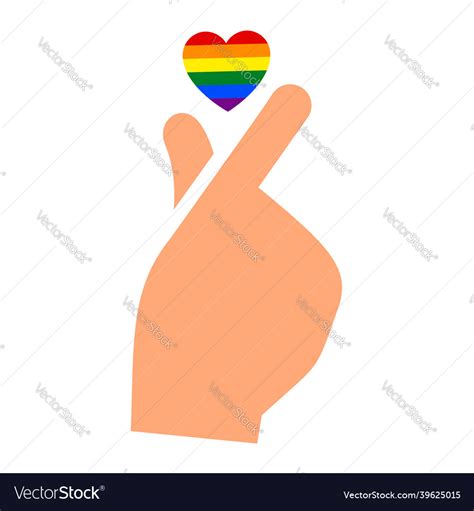 Hand Gesture With Heart And Flag Of Pride Lgbt Vector Image