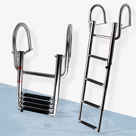 Buy Folding Telescoping 4 Steps Stainless Steel Marine Ladder