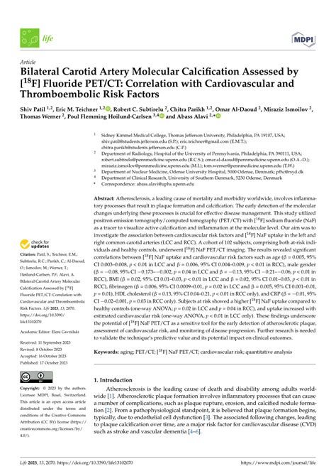 Pdf Bilateral Carotid Artery Molecular Calcification Assessed By [18f