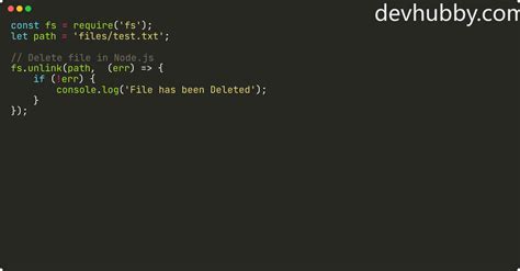 how to delete file in node js using fs