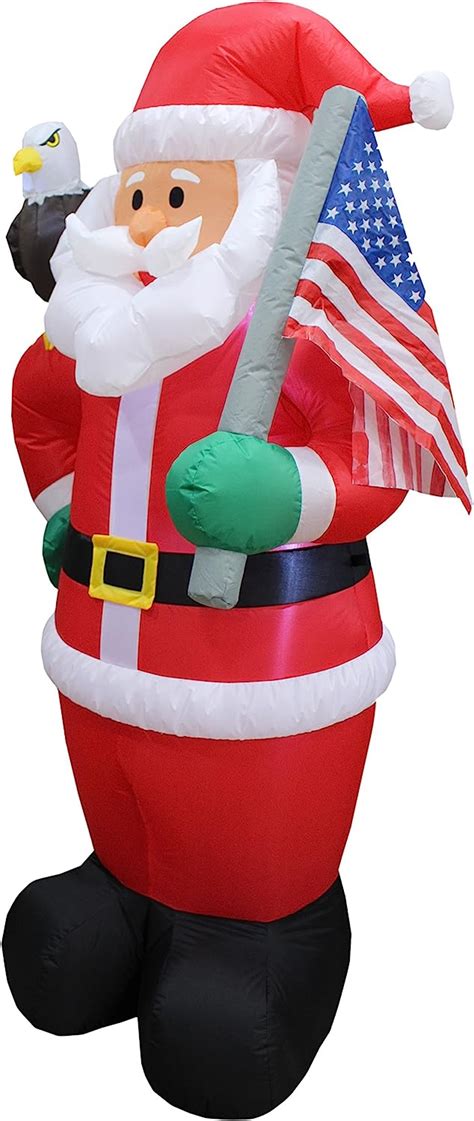 Buy 6 Foot Tall Lighted Christmas Inflatable Patriotic Santa Claus With