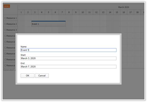 javascript scheduler how to edit multiple fields using a modal dialog