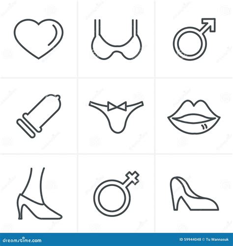 Line Icons Style Sex And Xxx Icons Set Stock Vector Illustration Of