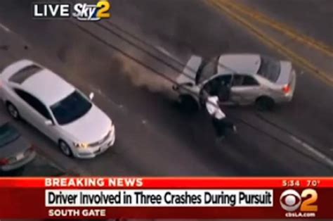 Wild L A Police Chase Carjacking Ends In Shooting On Live Tv