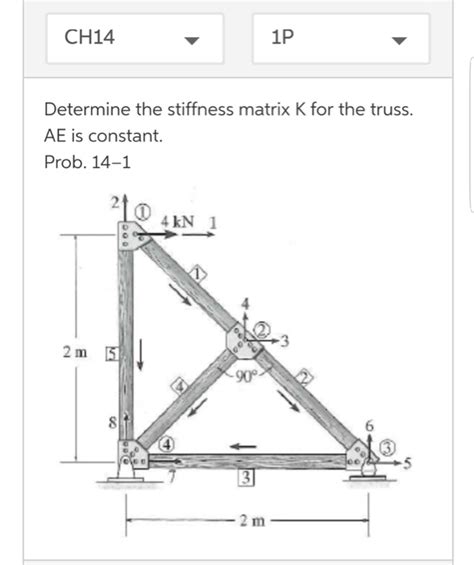 Solved Ch14 1p Determine The Stiffness Matrix K For The