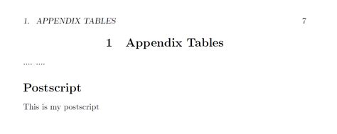 appendices how to write a postscript after appendix in latex tex