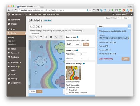 uploading and cropping an image in the media lib grid view and list