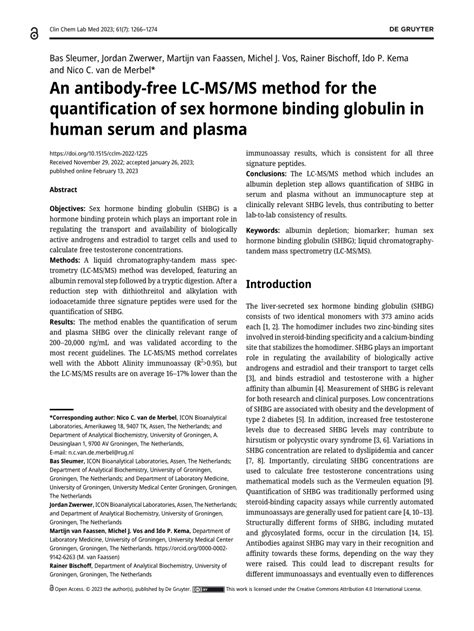 Pdf An Antibody Free Lc Ms Ms Method For The Quantification Of Sex