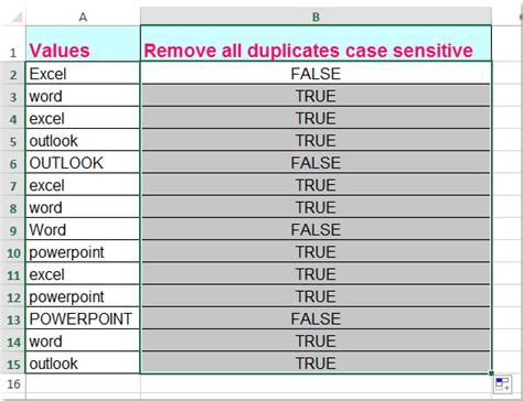 how to remove duplicates that are case sensitive in excel