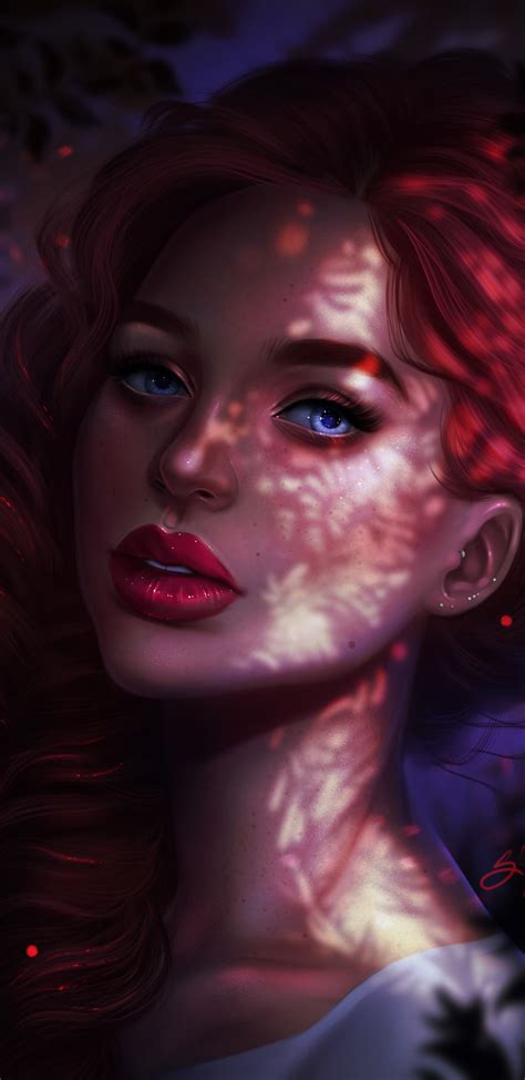 1440x2960 Red Head Girl Portrait Face Closeup Samsung Galaxy Note 9 8