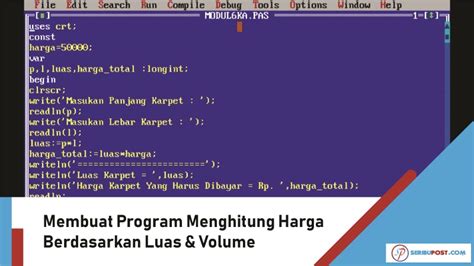 membuat program menghitung harga berdasarkan luas and volume seribupost