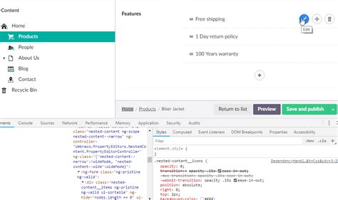 nested content broken in backoffice css in 712 using umbraco and