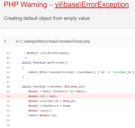 php yii2 function issue called with null value stack overflow