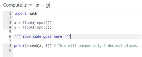 Solved Compute Z X – Y 1 Import Math 2 3 X Float