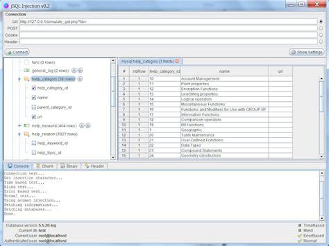 jsql injection java gui for database injection