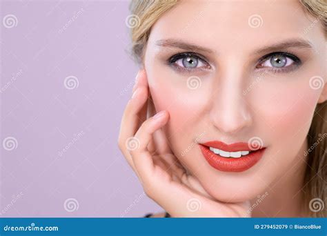 Closeup Beautiful Woman With Alluring Perfect Smooth And Clean Skin