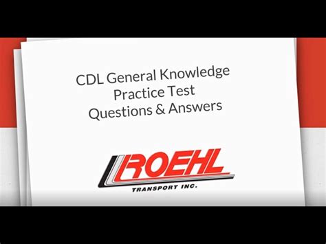 Cdl Test Questions Answers General Knowledge Cdl Practice Te