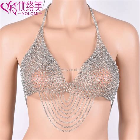 Sexy Chainmail Top Bra Chain Slave Chain Mail Bra Body Chain Jewelry