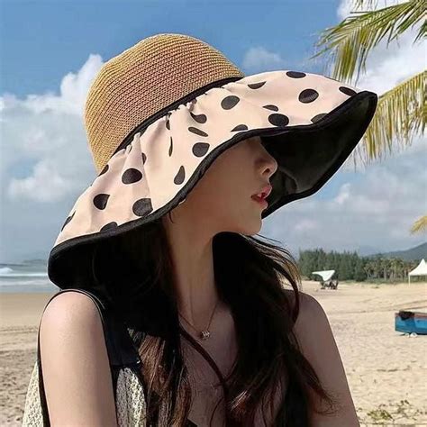 Cocopeaunts Anti Uv Bucket Hat Women Wide Brim Beach Sun Hat Band Point