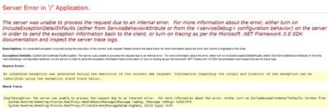 wcf service throws the server was unable to process the request due
