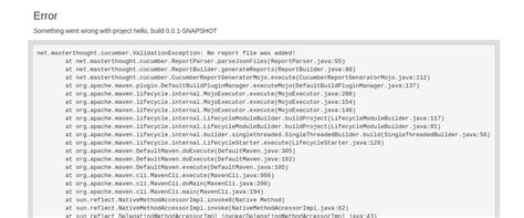 net masterthought cucumber validationexception no report file was