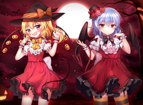 Safebooru 2girls D Absurdres Bat Bat Wings Blonde Hair Blue Hair