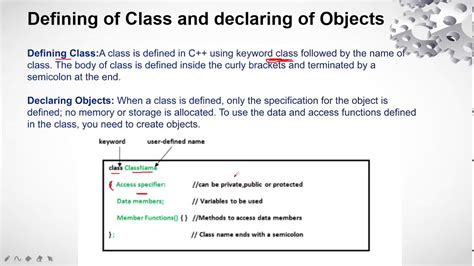 lect 35 defining of class and declaring objects youtube