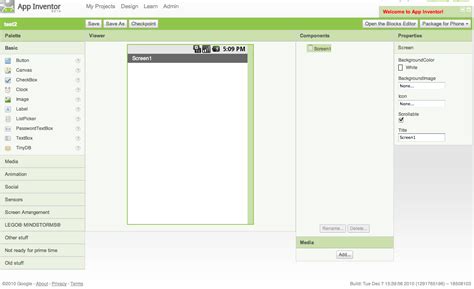 starting app inventor for the first time