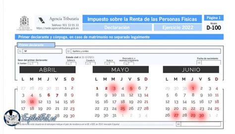 Calendario De La Declaración De La Renta 2022 2023