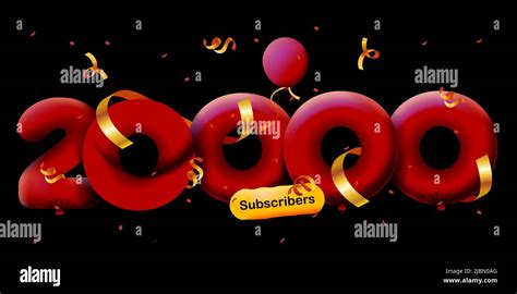 Banner With 20k Followers Thank You In Form Of 3d Red Balloons And