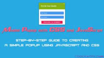 creating a simple modal popup using javascript and css codexworld