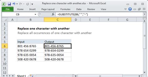 replace one character with another excel formula exceljet