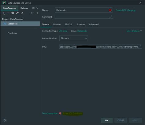 databricks driver connection in datagrip ides support intellij