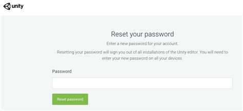 how can i reset my password unity