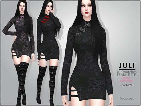 Helsoseiras Juli Goth Mini Dress Sims 4 Mods Clothes Sims 4