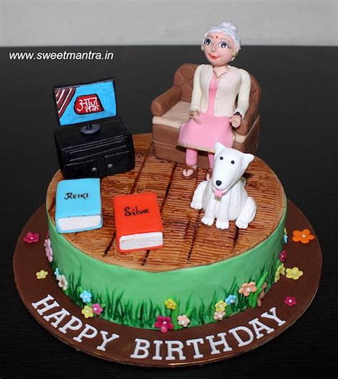 Customized Birthday Cake With Grandma Watching Tv Cakesdecor
