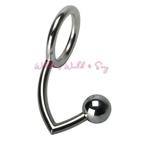 Stainless Steel Anal Plug Toys Anal Hook Penis Cock Ring Metal Ball