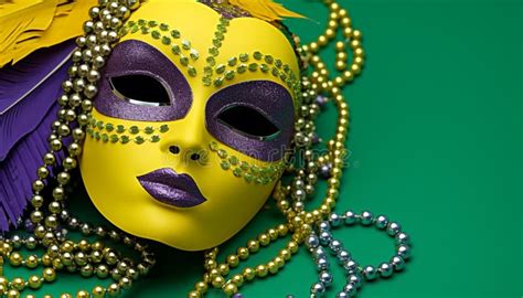 Mardi Gras Mask Gold Costume Elegant Feather Generated By Ai Stock