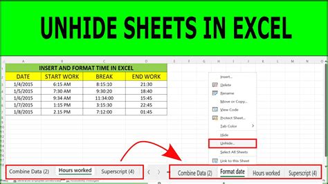 How To Unhide Sheets In Excel How To Unhide Worksheets In Excel Youtube