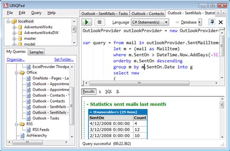 execute queries on office data with linqpad