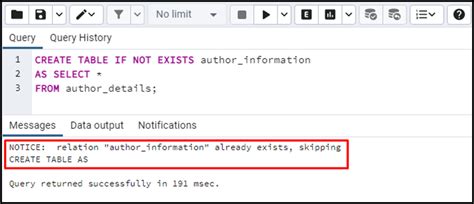 create table as select statement in postgresql commandprompt inc